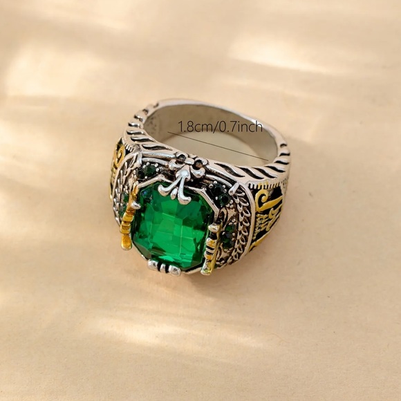 Accessories | New Ottoman Empire Turkish Retro Large Emerald Silver 925 ...